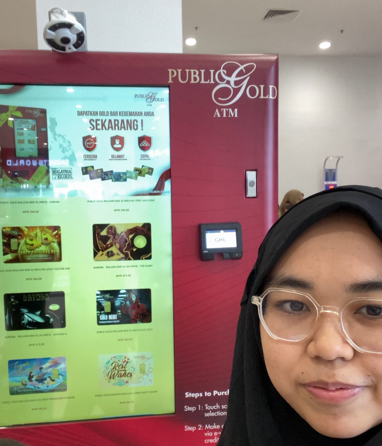 Mesin ATM Emas Public Gold di Mydin Tunjong, Kelantan - The Ainin Sofia